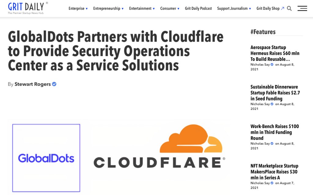 The GlobalDots-Cloudflare SOC Offering on the News | GlobalDots